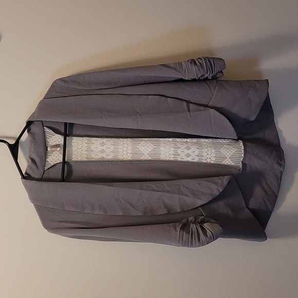 Vanity | Jackets & Coats | Vanity Gray Long Sleeve Blazer Lace Back ...